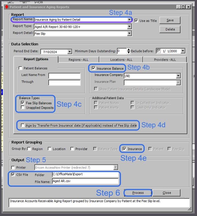 OfficeMate - Exporting an Aging File for All Locations – OneSpot