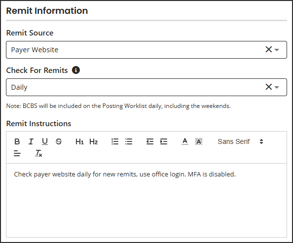 Payer Details - Remit Information – OneSpot